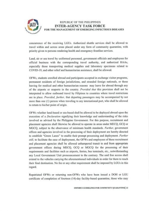 Modified General Community Quarantine Guidelines