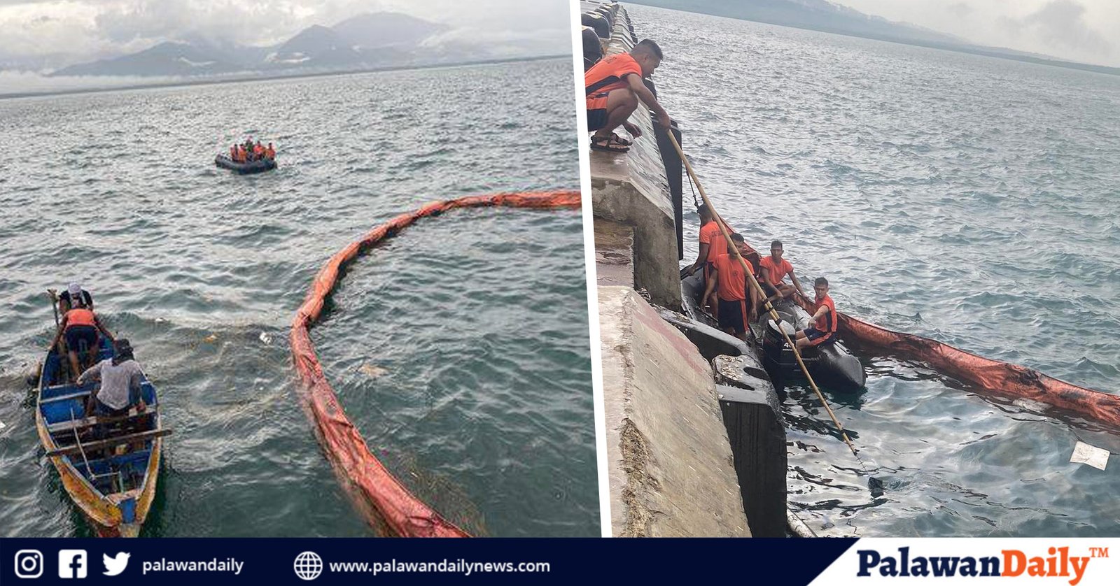 Mahigit dalawang drum na oil spill, nagkalat sa karagatan ng fish port ...