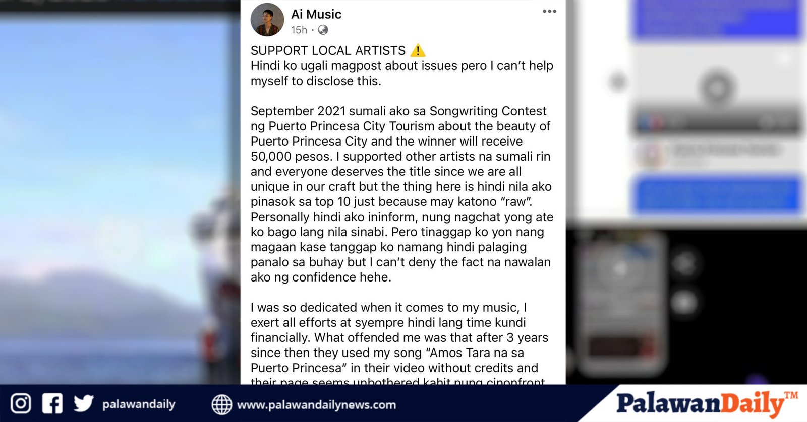 Local music artist expresses frustration over songwriting contest ...