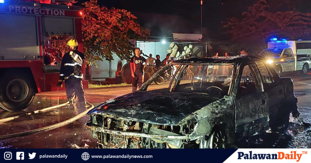Vehicle catches fire near Malatgao bridge in Narra